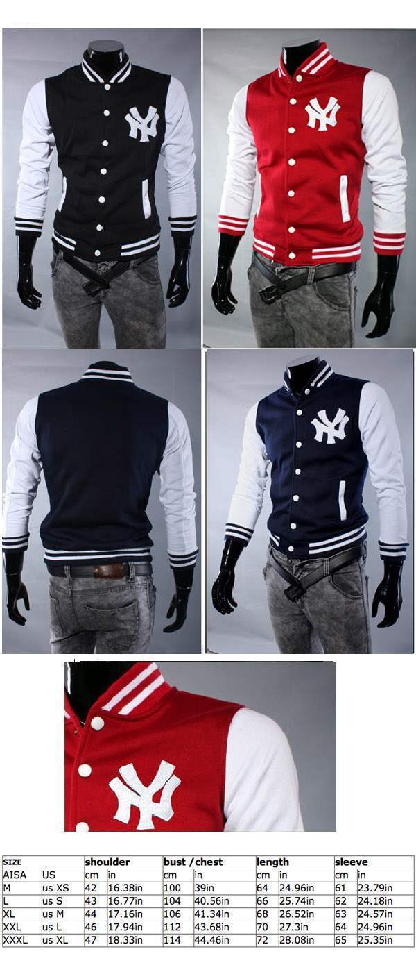 Blouson Veste homme fashion Baseball NY jacket sport Bleu